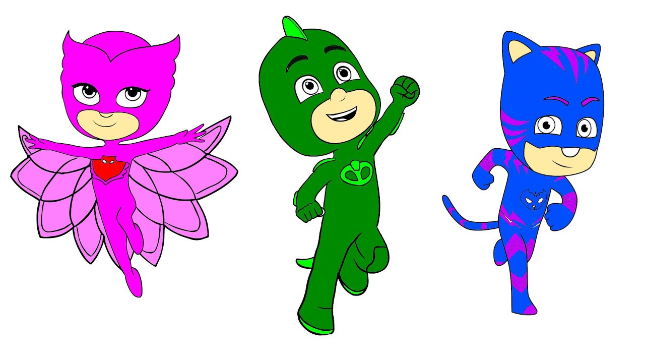 PJ Masks Coloring Pages | How to Draw Catboy, Gekko and Owlette - YouTube