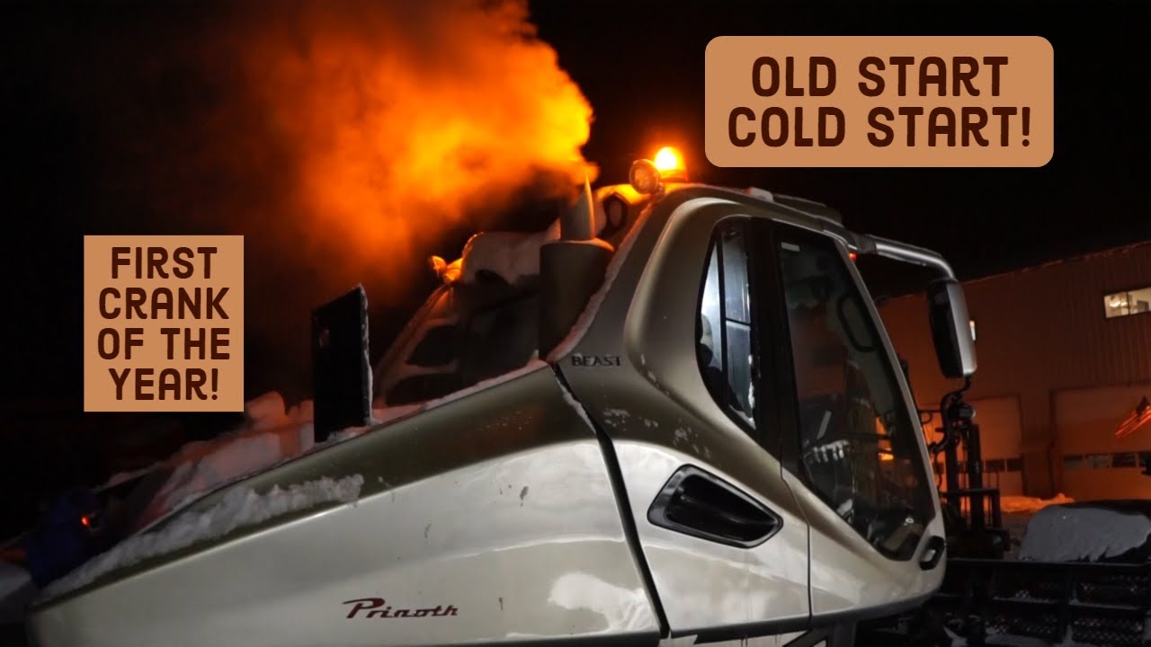 Prinoth Beast Snowcat EPIC COLD START! 13 liter CAT, 14 Degrees ...