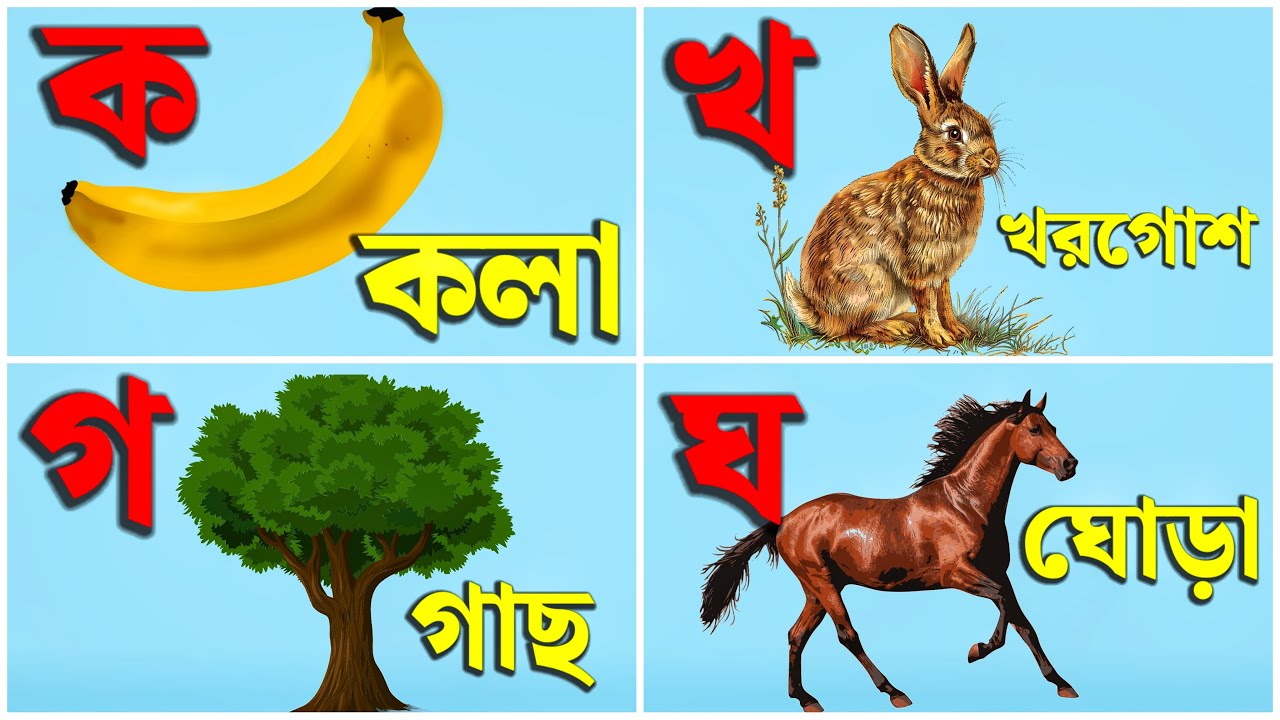 ক-তে কলা, খ-তে খরগোশ | ক খ গ ঘ | বাংলা ব্যঞ্জনবর্ণ | Bangla Alphabet ...