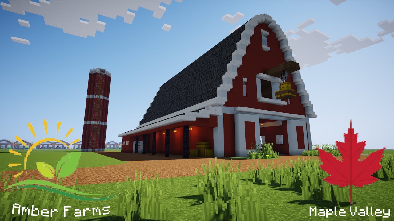 Minecraft - Building A Farm Timelapse | Greenhouses & The Big Red Barn ...