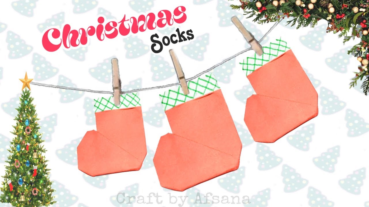 DIY Christmas Santa Socks 🧦 How to Make Easy Paper Stockings for ...