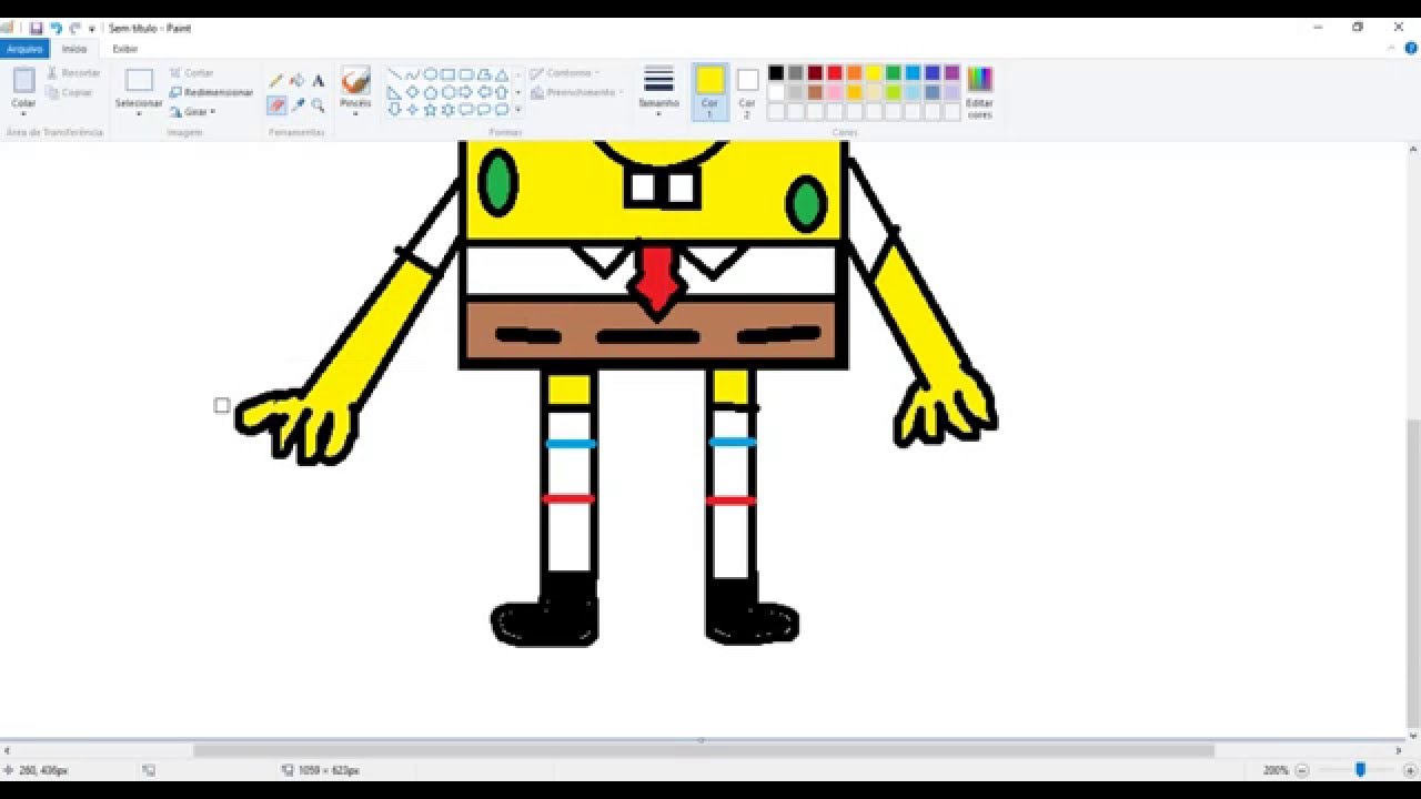 Como desenhar o Bob Esponja no MS Paint (para crianças) - YouTube