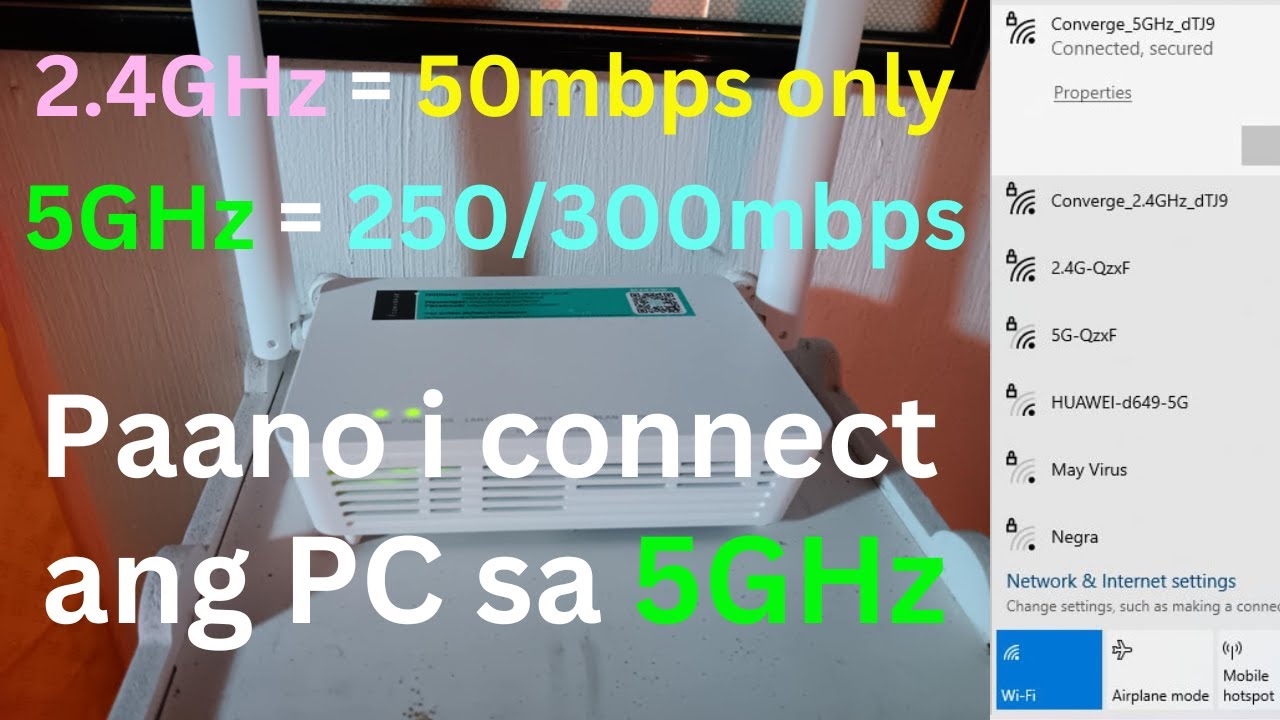 Paano i connect ang PC sa 5GHz (250mbps/300mbps internet speed) - YouTube