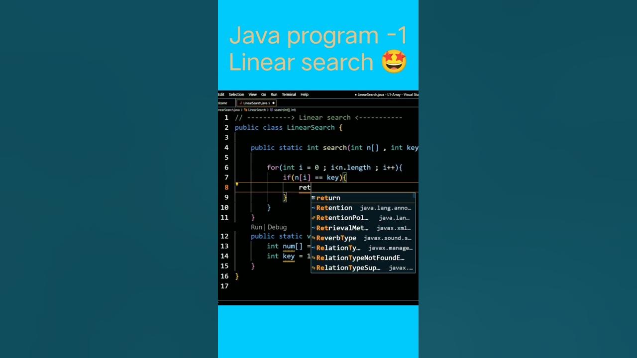 đŸ™‹linear Search Java Program 1rs Edumedia Support Guys Java Programming Youtube