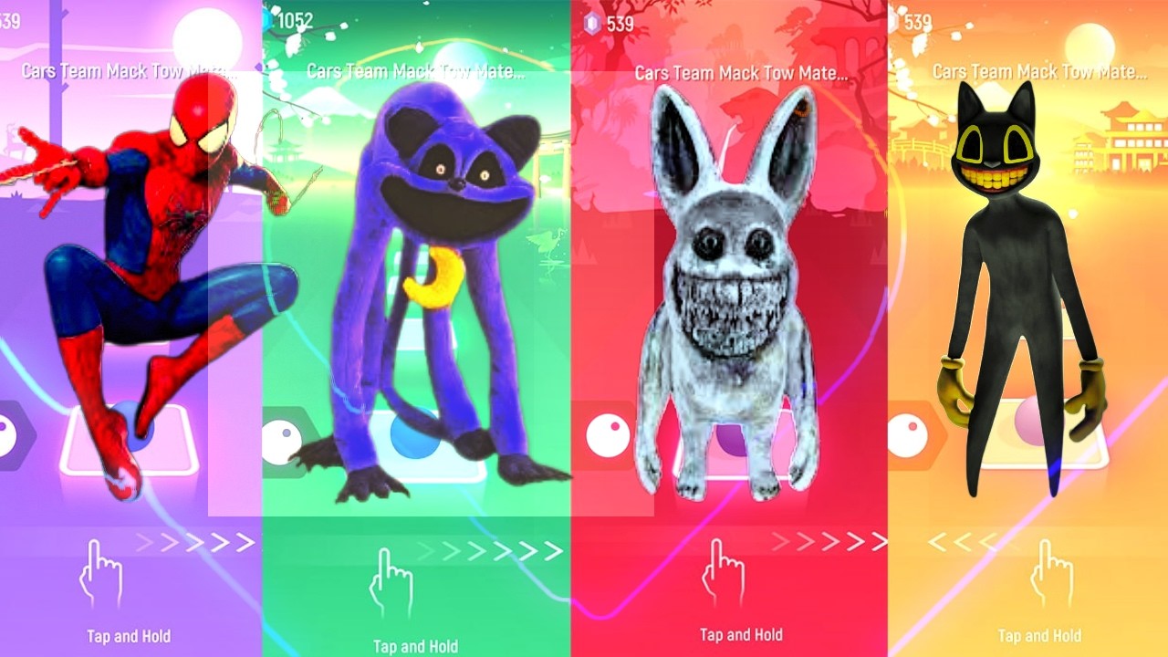 Spiderman vs Cat Nap vs Zoonomaly vs Cartoon Cat Tiles Hop EDM Rush ...