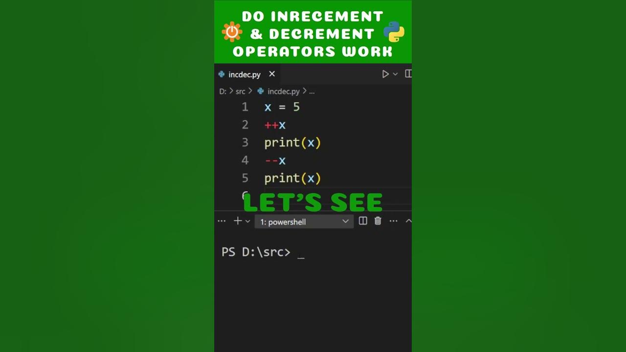 Do Increment And Decrement Operators Work In Python Coding Shorts Youtube