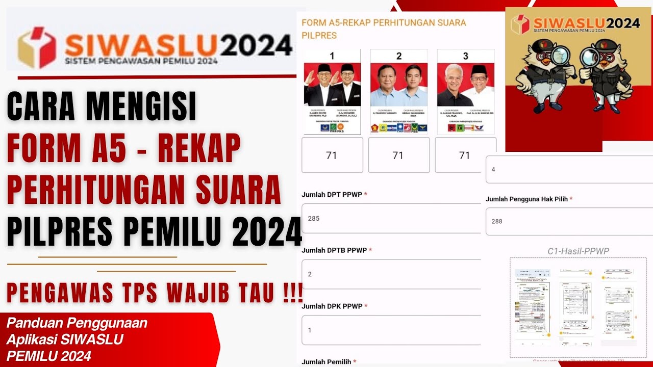 Cara Mengisi Form A5 - Rekap Perhitungan Suara Pilpres PEMILU 2024 Oleh ...