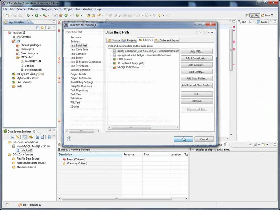 Proyecto JPA en Eclipse sobre una base de datos MySQL; relacion 1:1 - YouTube