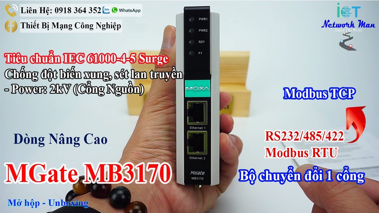 Mở hộp Mgate MB3170: Bộ chuyển đổi 1 cổng RS232/485/422-Modbus RTU sang ...