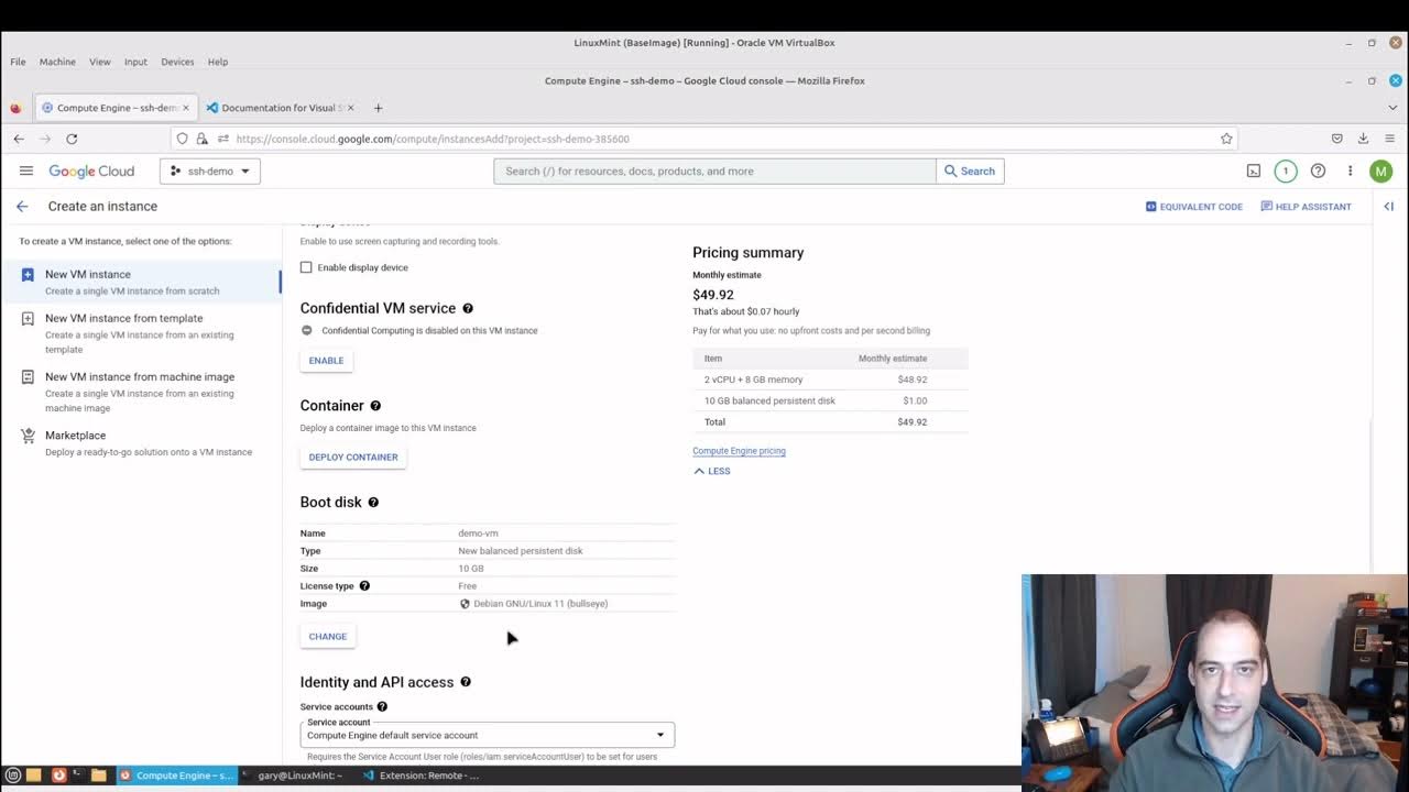 Setting up a VM on GCP and SSH from Visual Studio Code with a config file - YouTube