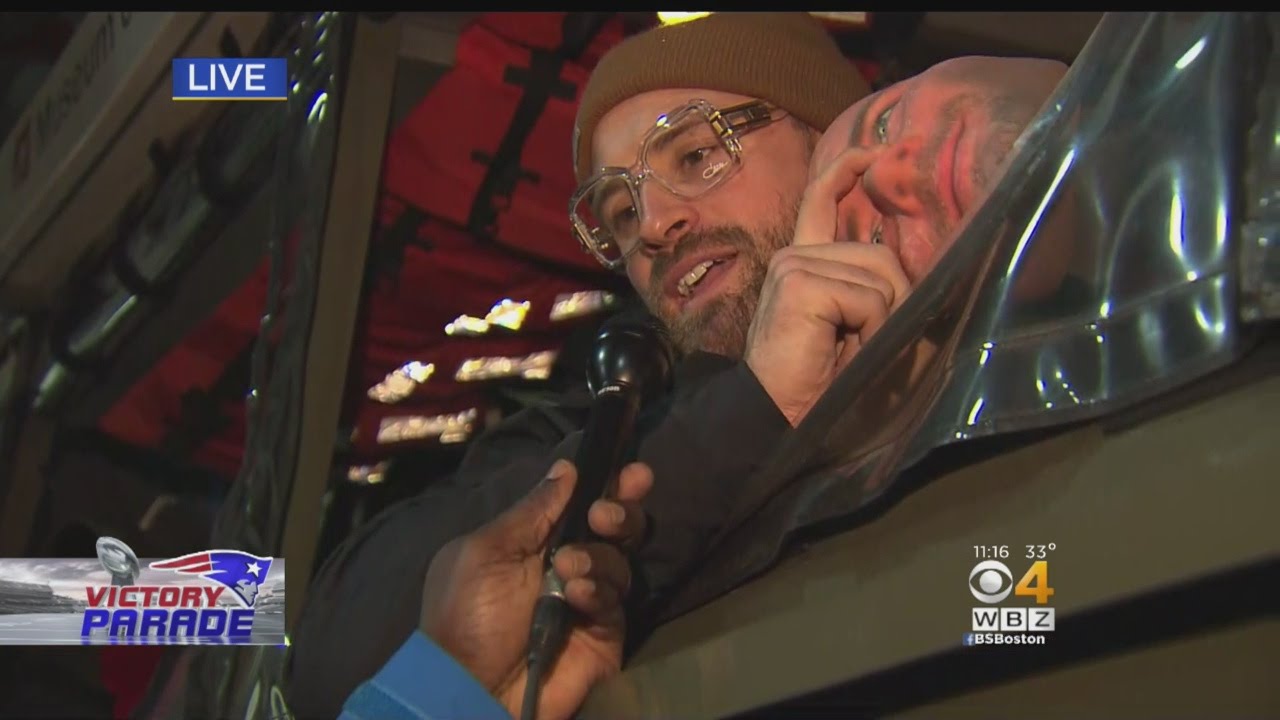 Patriots Super Bowl Parade: Chris Long Brings Julian Edelman Mask Onto ...