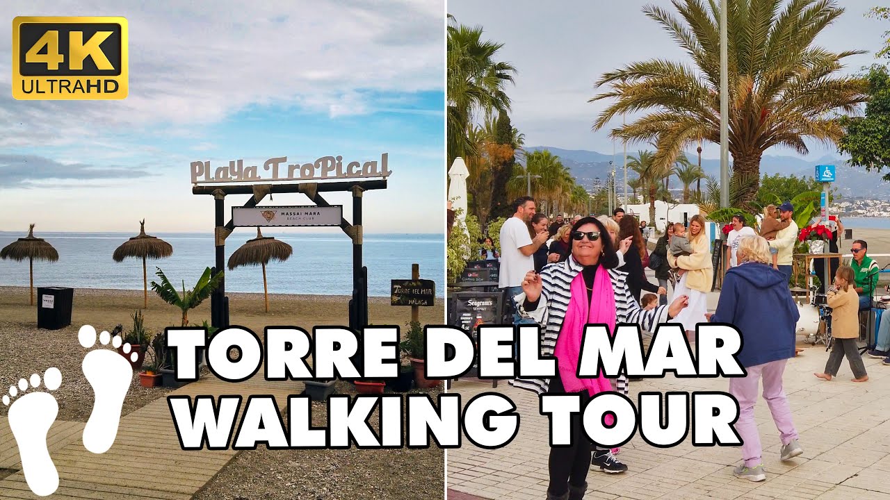 TORRE DEL MAR Malaga Spain Costa del Sol Andalucía Walking Tour 4K ...
