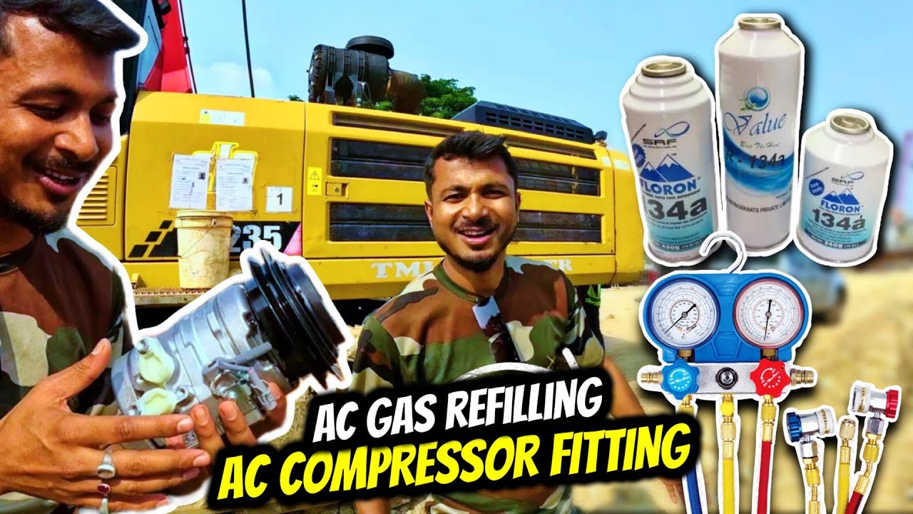 AC Compressor Replace | AC Gas Refilling | How to change AC Compressor ...
