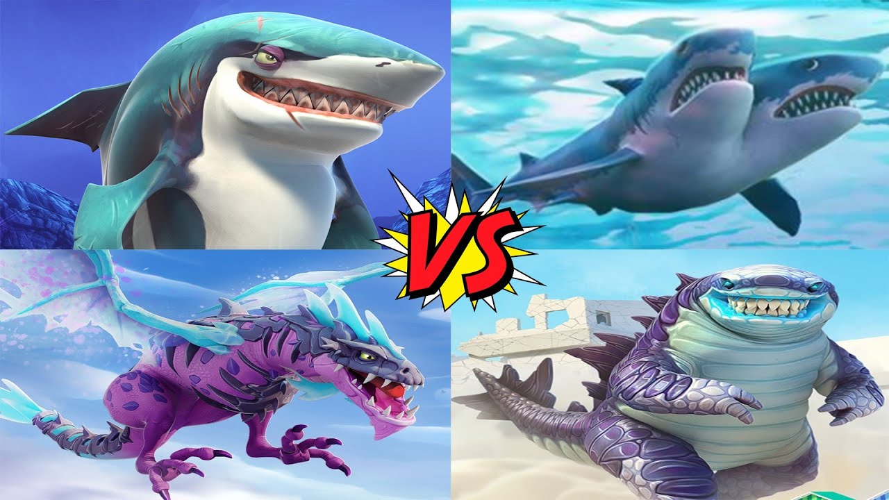 Hungry Shark Evolution VS Hungry Dragon VS Hungry Shark World VS Double Head Shark Attack 2020 ...