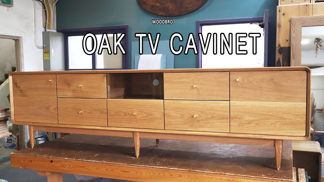 [목공]2200 오크 TV 캐비넷 / Making a oak TV cavinet - YouTube