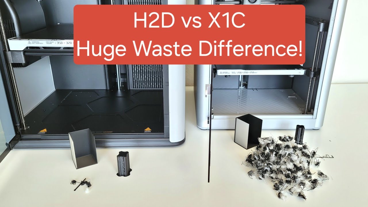 Bambu H2D and X1C - Comparing Waste on 2 Color Prints! - YouTube