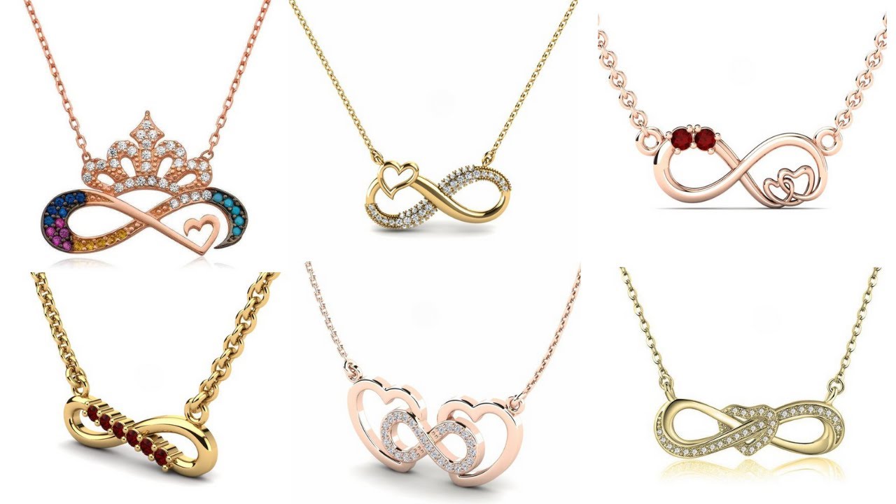 gold infinity pendant designs with weight - YouTube