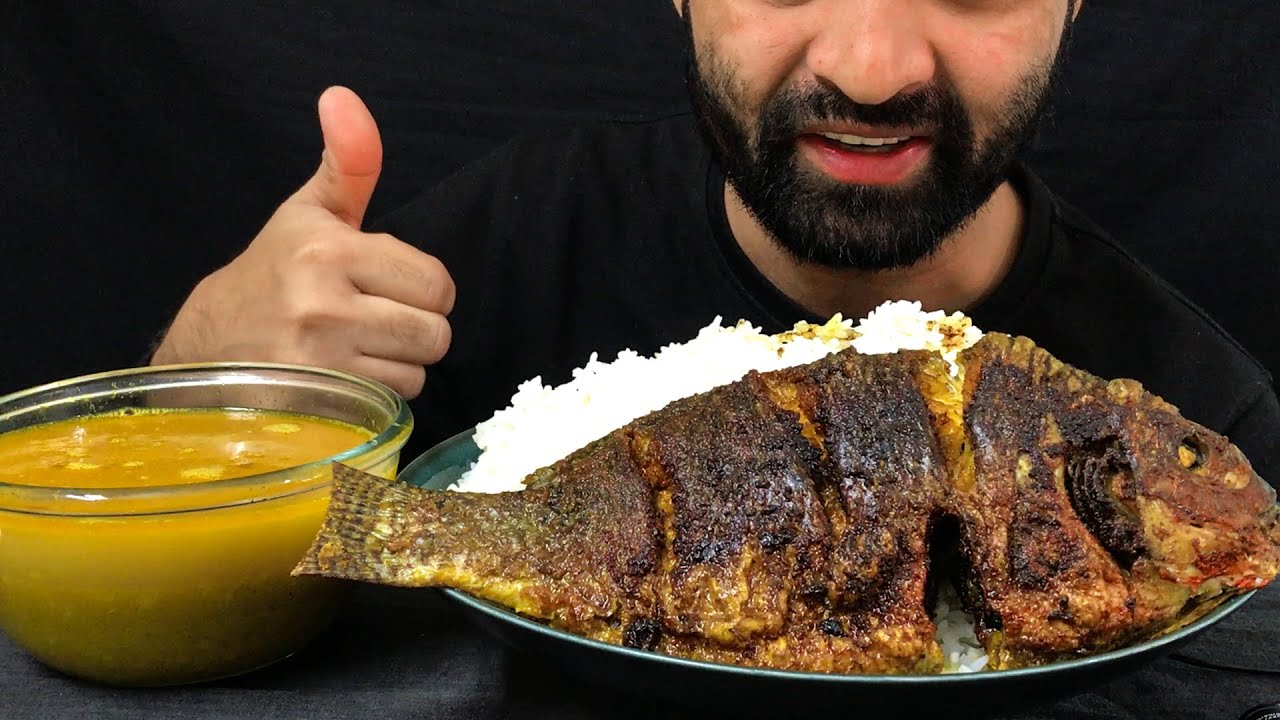 BIG SIZE FISH FRY,SPICY & CRISPY FISH FRY WITH RICE +DAL EATING SHOW ...