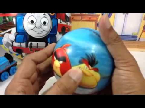 Thomas and Friends, Angry Birds Ball with a Wooden Train - YouTube
