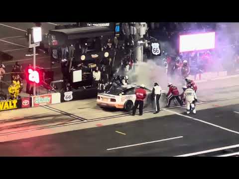 Chad Finchum on fire, 2025 Bristol Night Race