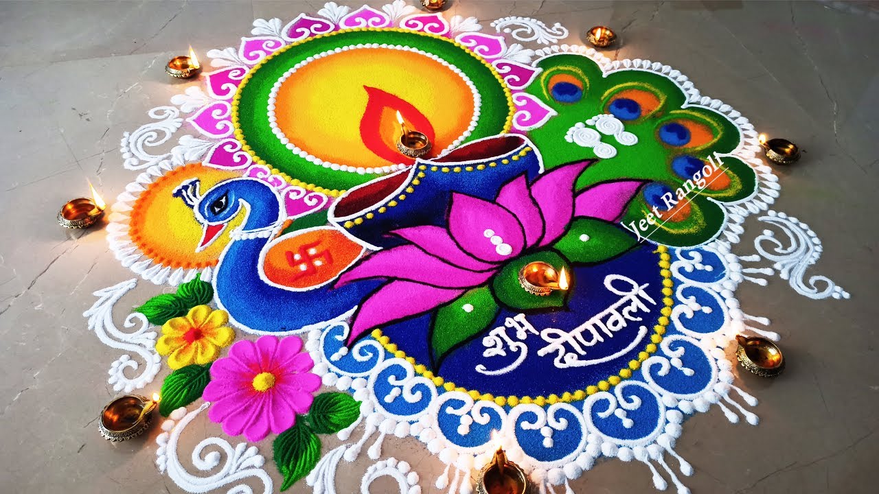 Big, creative and attractive rangoli for dowali 2021. with measurment ...