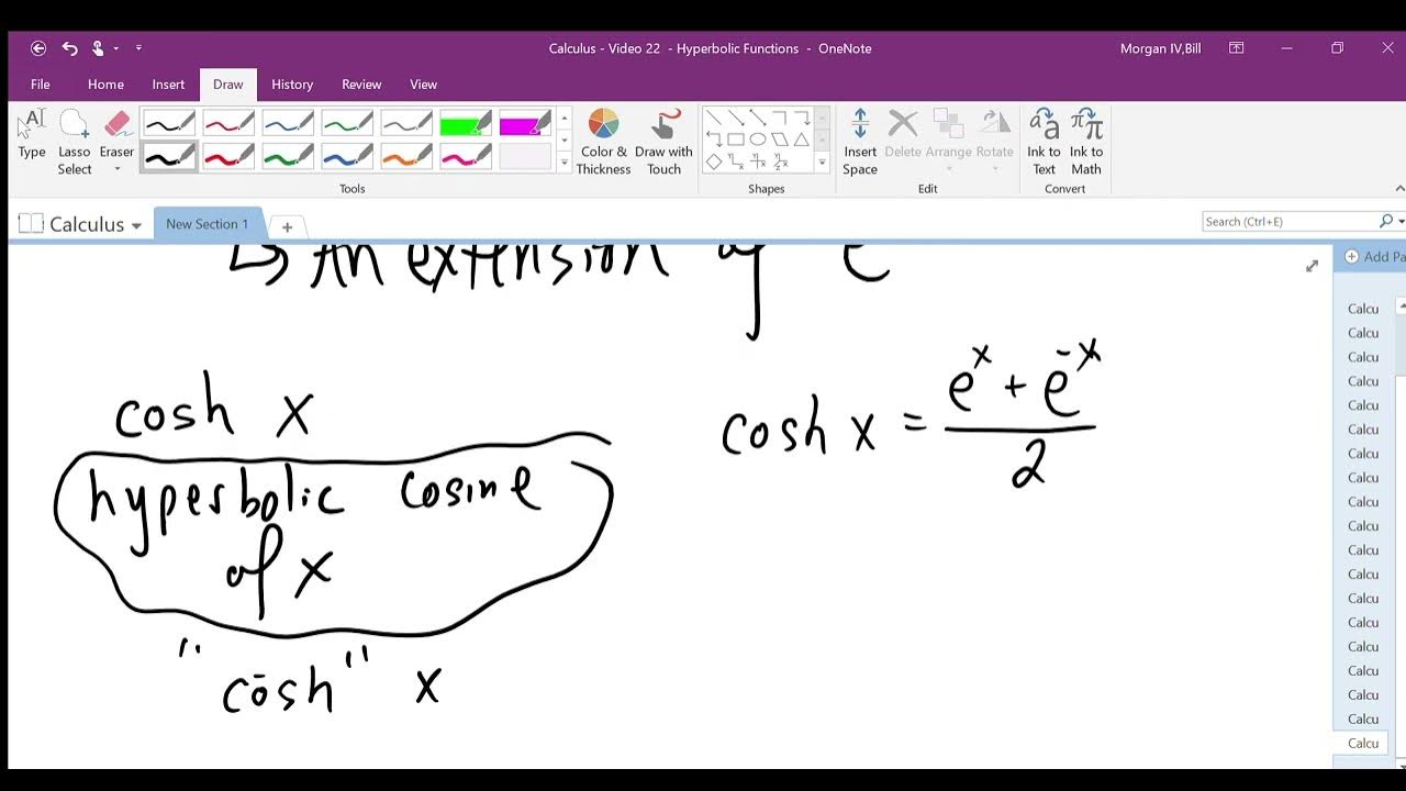 Calculus - Video 22 - Hyperbolic Functions - YouTube