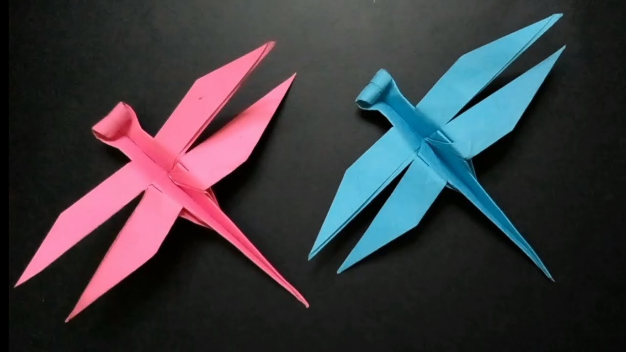 Cara membuat capung dari kertas origami | origami capung | how to make ...