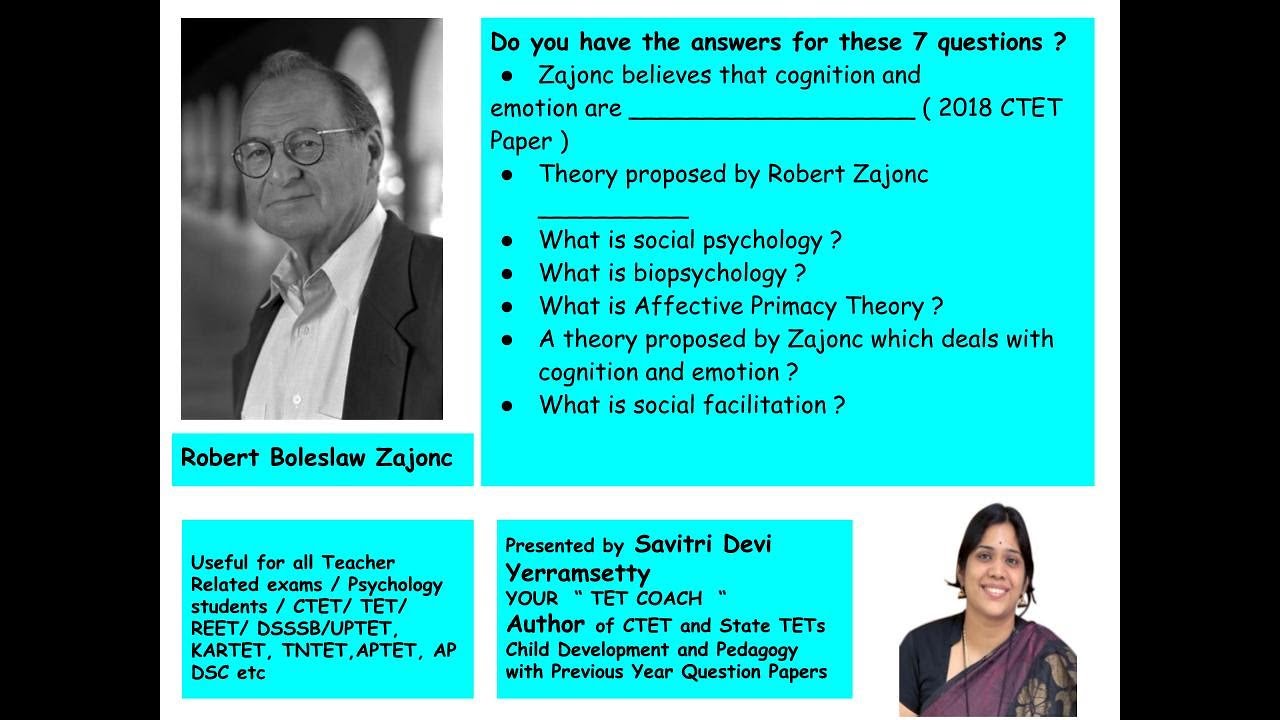 Zajonc Affective Primacy Theory| Psychologists & Theories - 4 /88 | CDP ...