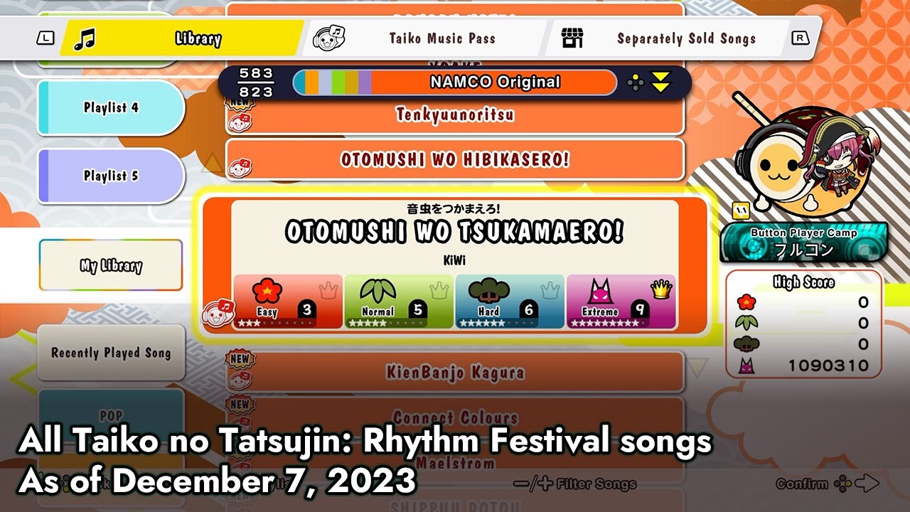 【Taiko no Tatsujin: Rhythm Festival】All songs as of December 7, 2023 ...