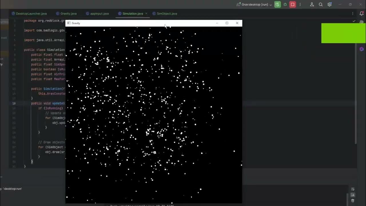 Basic java gravity simulation - YouTube