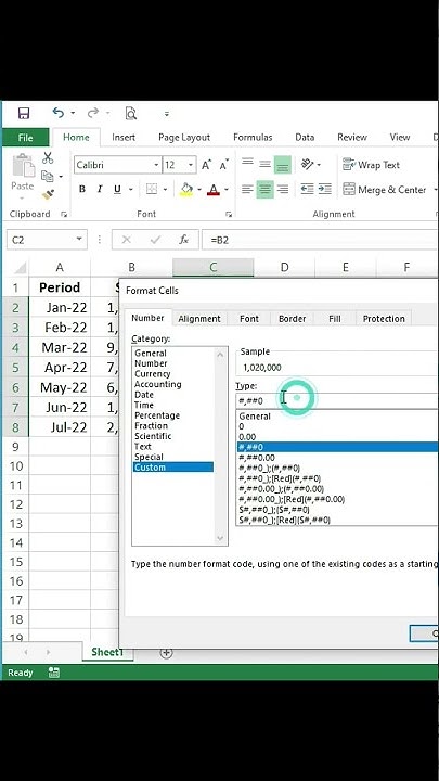 convert millions to m in excel | Numeric Data in excel | excel video | #shorts - YouTube
