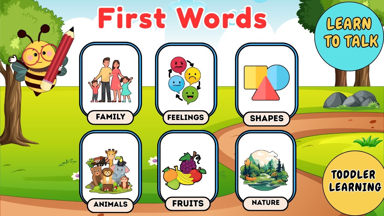 First Words for Babies 👶 | Learn to Talk for Toddlers | Baby Vocabulary ...