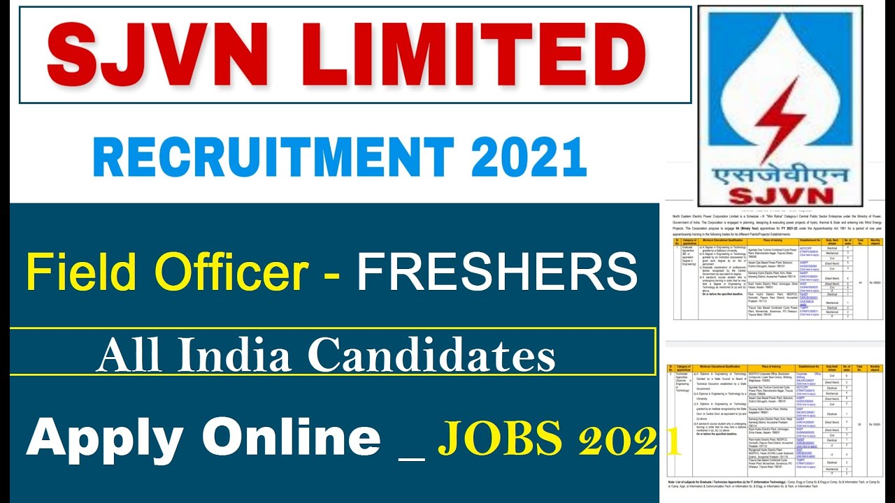 SJVN Limited Recruitment 2021 | Field Office | Apply Online | Latest ...