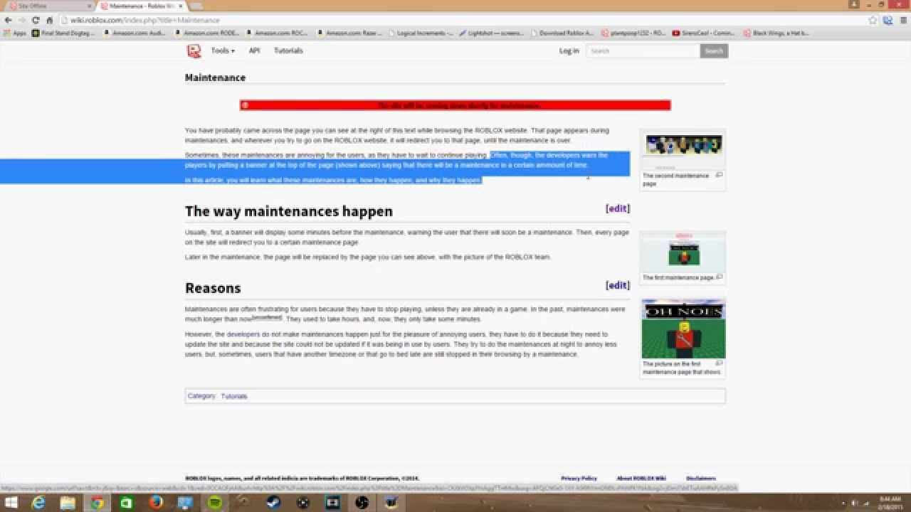ROBLOX Maintenance 2/18/2015 - YouTube