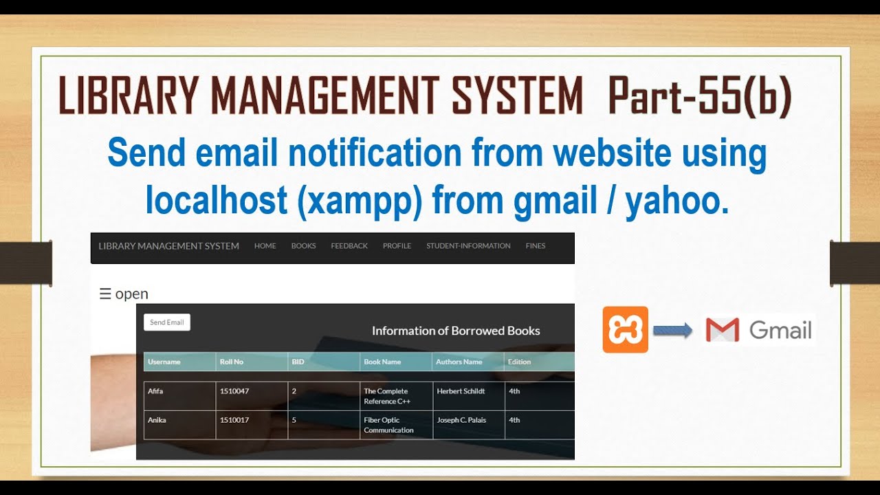 Send Email Notification From Website Using Localhost Xampp 2 Days Before The Return Date Lms