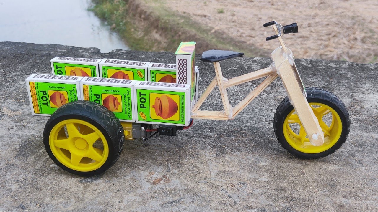 how to make cycle rickshaw at home - Diy matchbox electric rickshaw ...