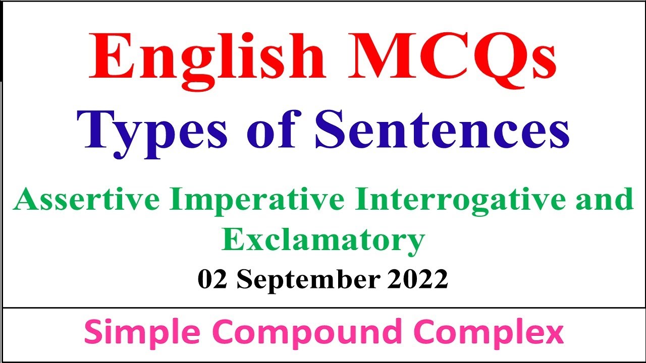 English Grammar Types of Sentences MCQs|| Simple Compound Complex|| SST ...