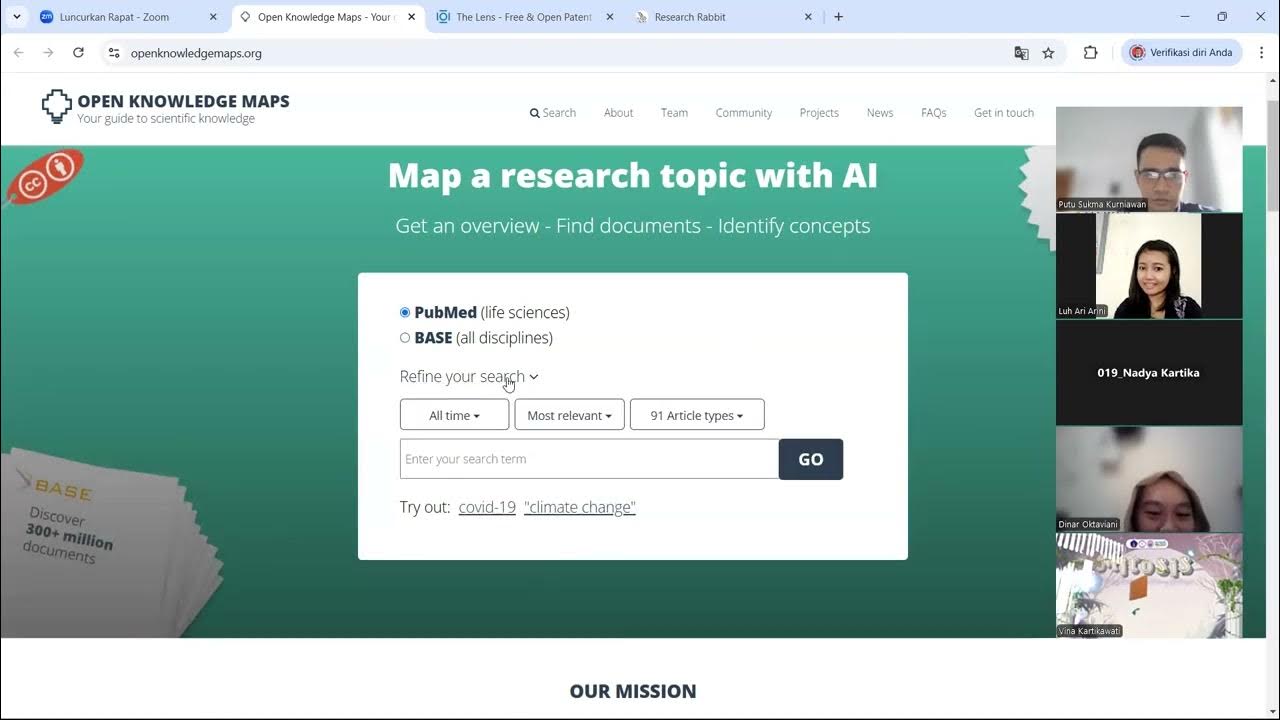 Pelatihan Daring Pencarian Literatur Ilmiah - Open Knowledge Maps, Lens, dan ResearchRabbit ...