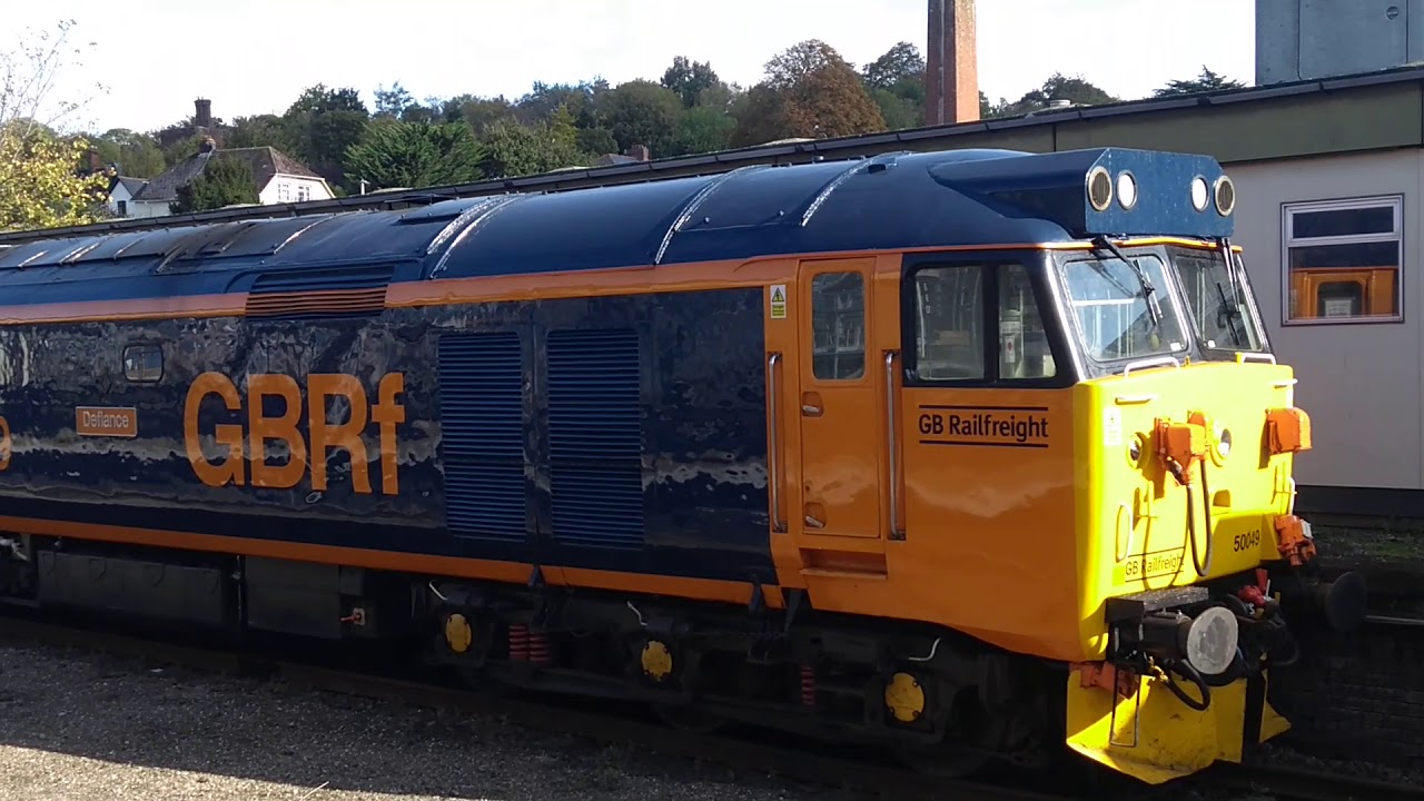 Trains. Class 50 locomotive at Exeter St Davids. Loco 50049, Defiance ...