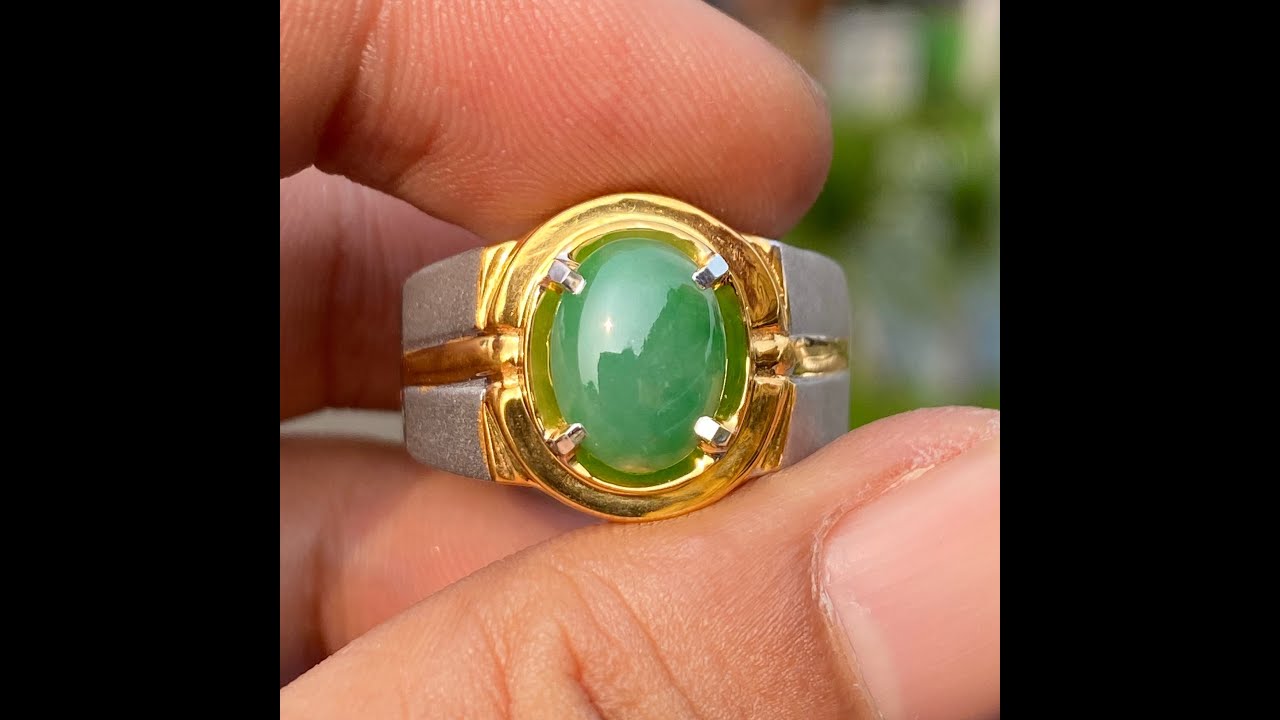 Natural 2.40ct Green Jadeite Jade Giok Burma Type A Ring Perak - YouTube