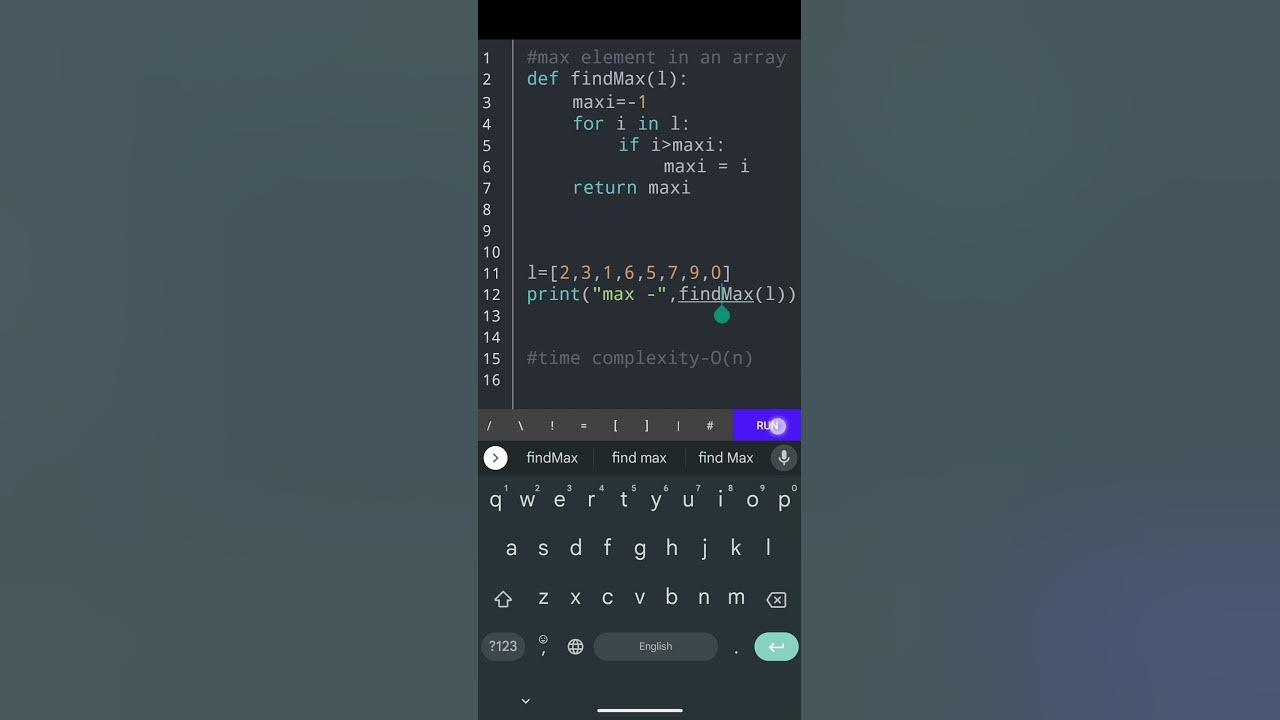 Maximum Element In An Array Python Coding Python Dsa Dsalgo Faang Youtube