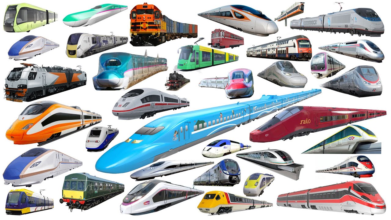 50 Trains names and sounds | Bullet Trains, Subway, Steam & High-Speed ...
