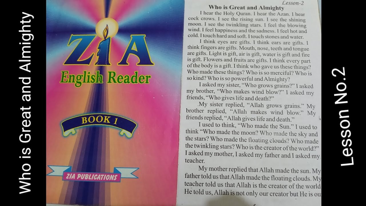 Zia English Reader Book -1.Lesson No.2. Who is Great and Almighty. By ...