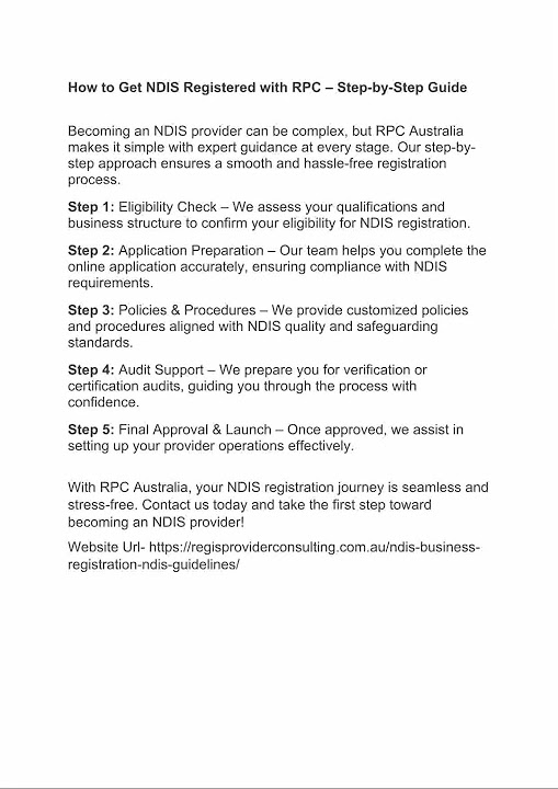 How to Get NDIS Registered with RPC – Step-by-Step Guide - YouTube