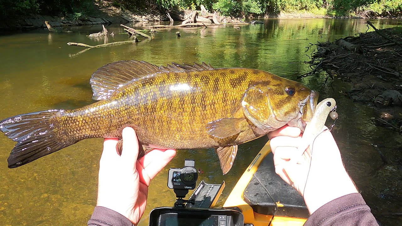 Kayak fishing for fall Pike and smallmouth in skinny water on a ...