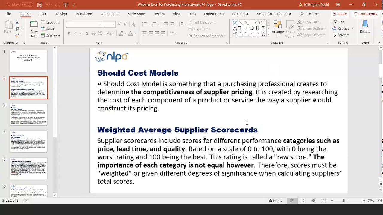 NLPA Webinar: Microsoft Excel For Purchasing Professionals - YouTube