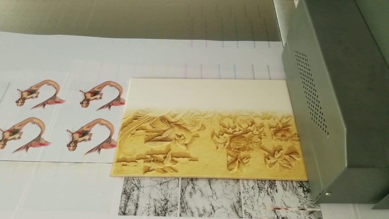 Ceramic Tile Printing Machine with varnish - YouTube
