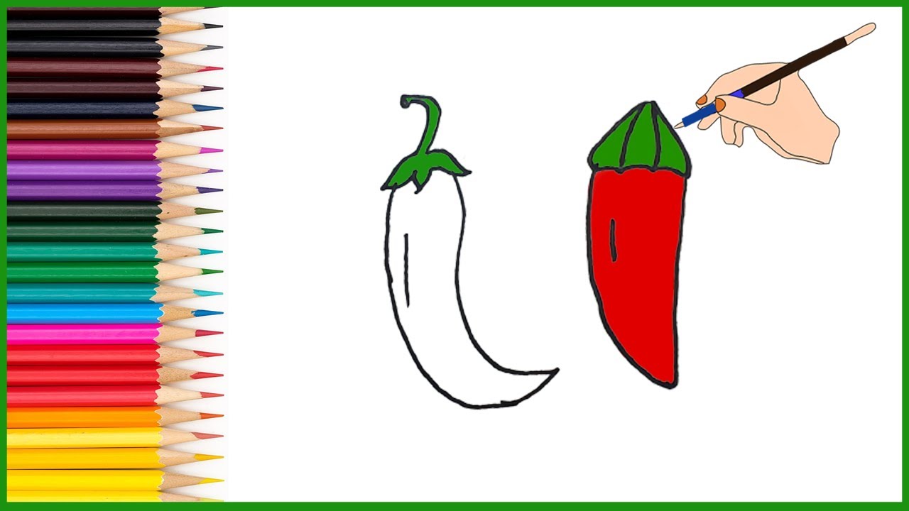 How to draw green & red chilli 🌶️🥳 IISatisfying Video, ASMAR IIDrawing ...