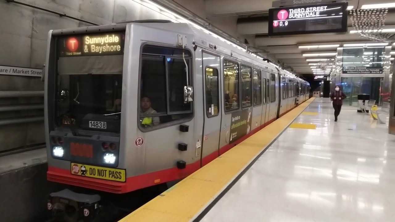 Rare! SF Muni 2000 Breda LRV3 #1483 on Route T Third Street - 2-Car ...