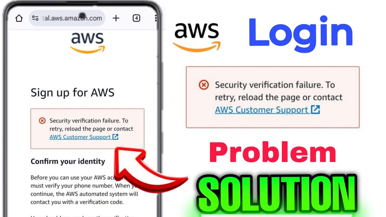 AWS login problem | security verification failure to retry reload the ...